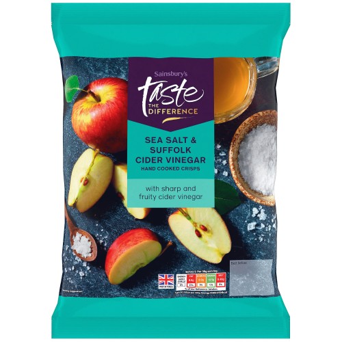 Sainsbury's Sea Salt & Cider Vinegar Crisps Taste the Difference (150g ...
