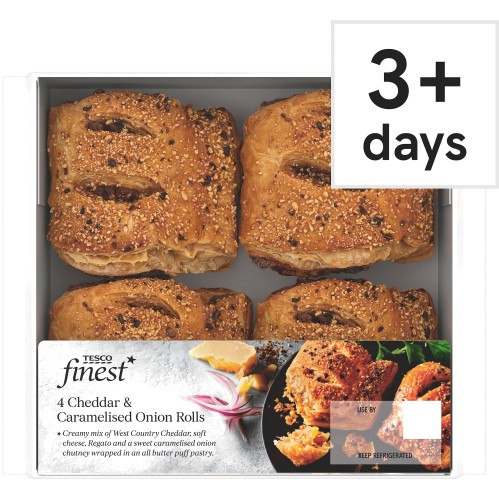 Tesco Finest 4 Vintage Cheddar & Caramelised Onion Rolls (188g) - B31 ...